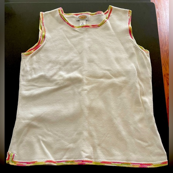 Talbots | Tops | Talbots Sleevelesstank Top Stretchy White With Pastel ...